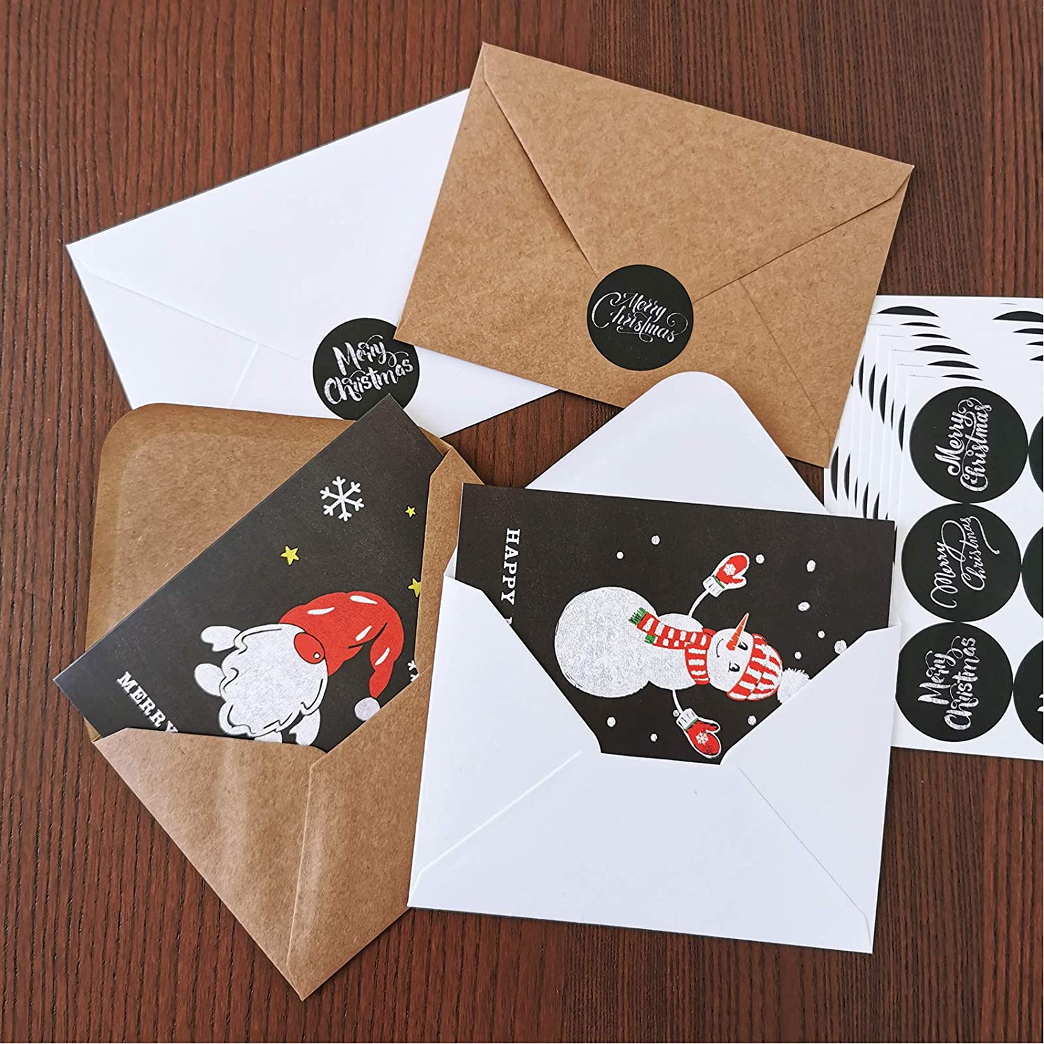 150 Sets Christmas Cards with Envelopes Stickers Assortment Bulk 6 ...