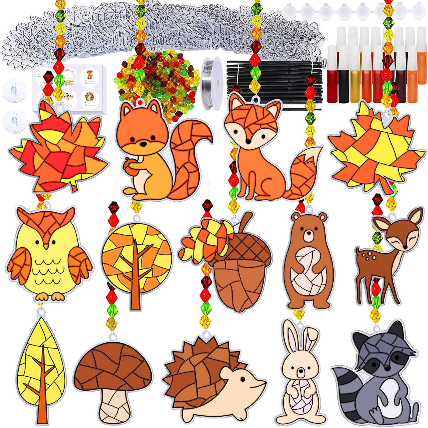 Winlyn 28 Sets Woodland Creatures Suncatchers Ornaments Decorations DIY ...