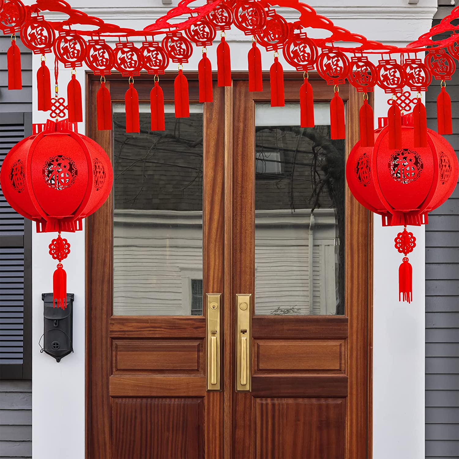 Winlyn 7 Set Chinese New Year Party Decorations Chinese Red Lanterns ...