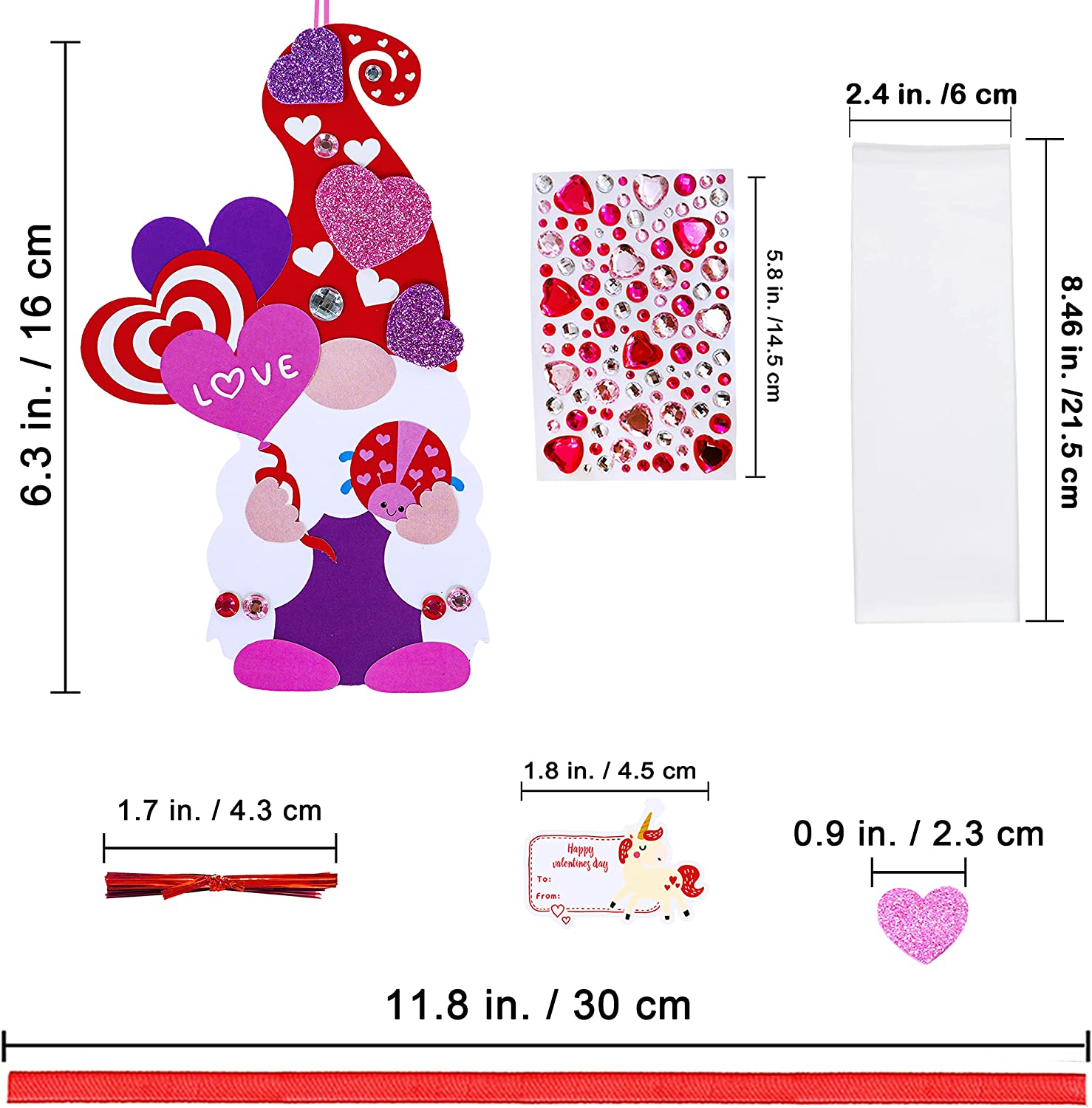 Winlyn 36 Sets Valentine's Day Gnome Ornaments Decorations DIY ...