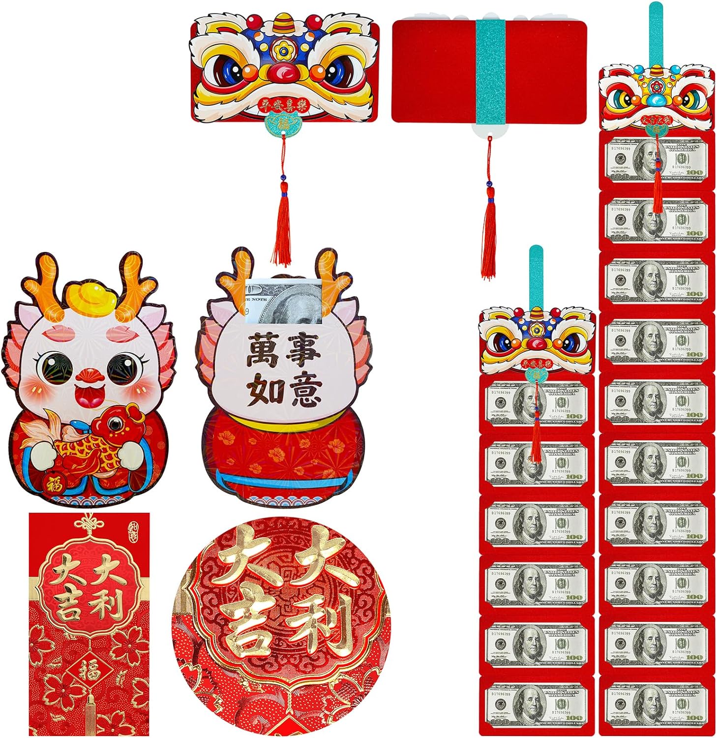 Winlyn 88 Pcs 32 Designs Chinese New Year Red Envelopes Bulk Lucky ...