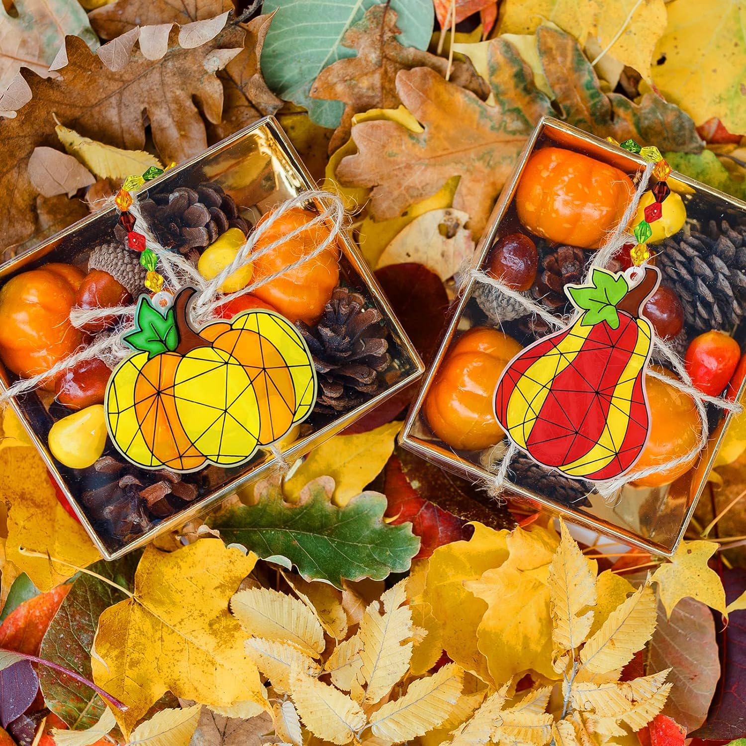 Winlyn Pumpkin Suncatchers Ornaments Decorations DIY Window Paint Fall ...