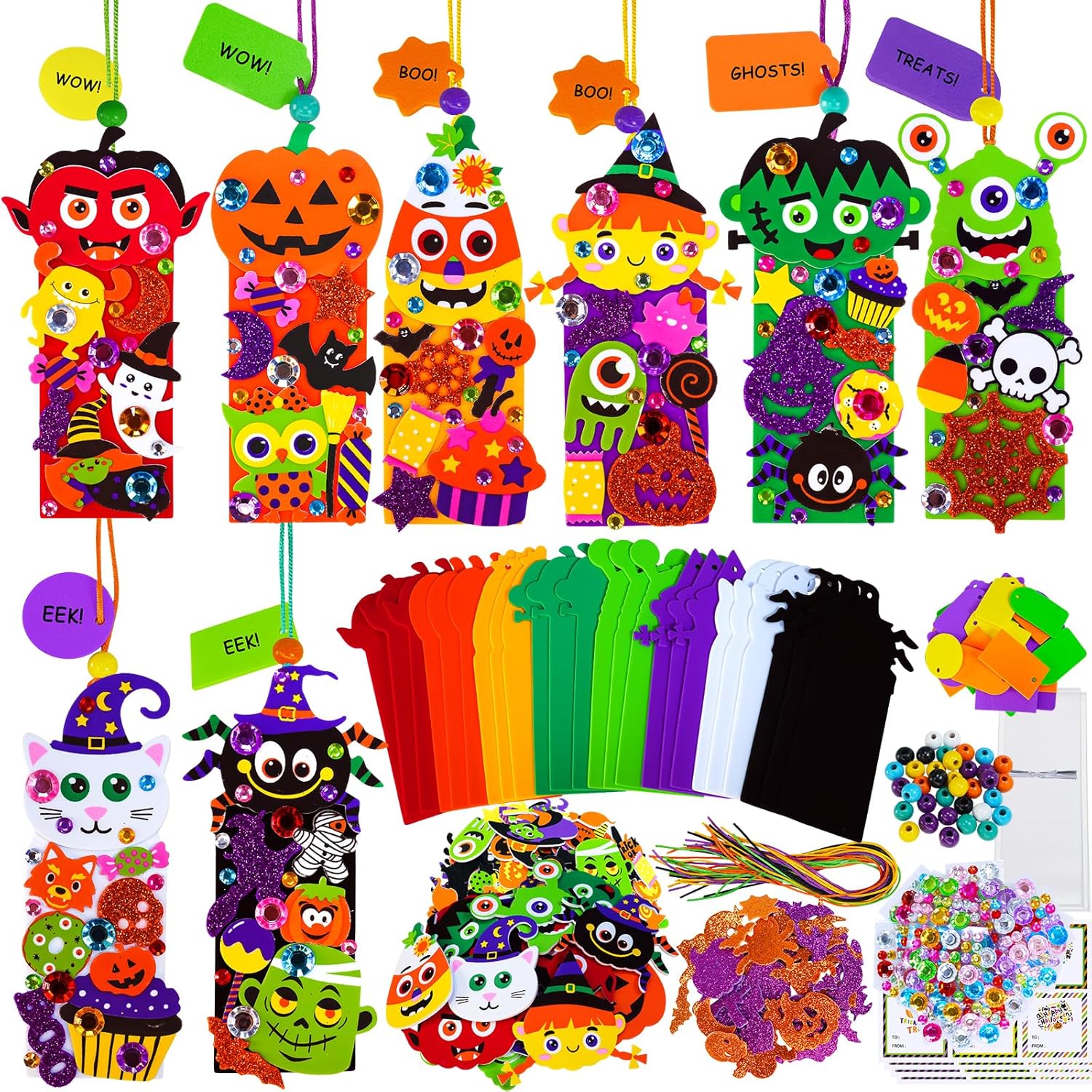 Winlyn 24 Sets Halloween Craft Kits Fall Crafts DIY Monster Spider Jack ...